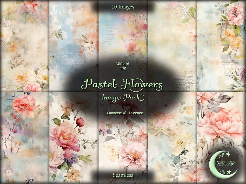 Pastel Flowers Digital Paper, Seamless Pattern, Instant Download ...