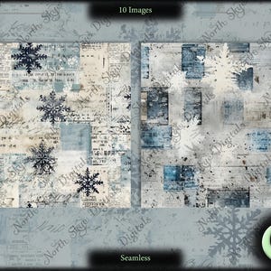 Newsprint Snowflakes, Seamless Pattern, Distressed Paper, Instant ...