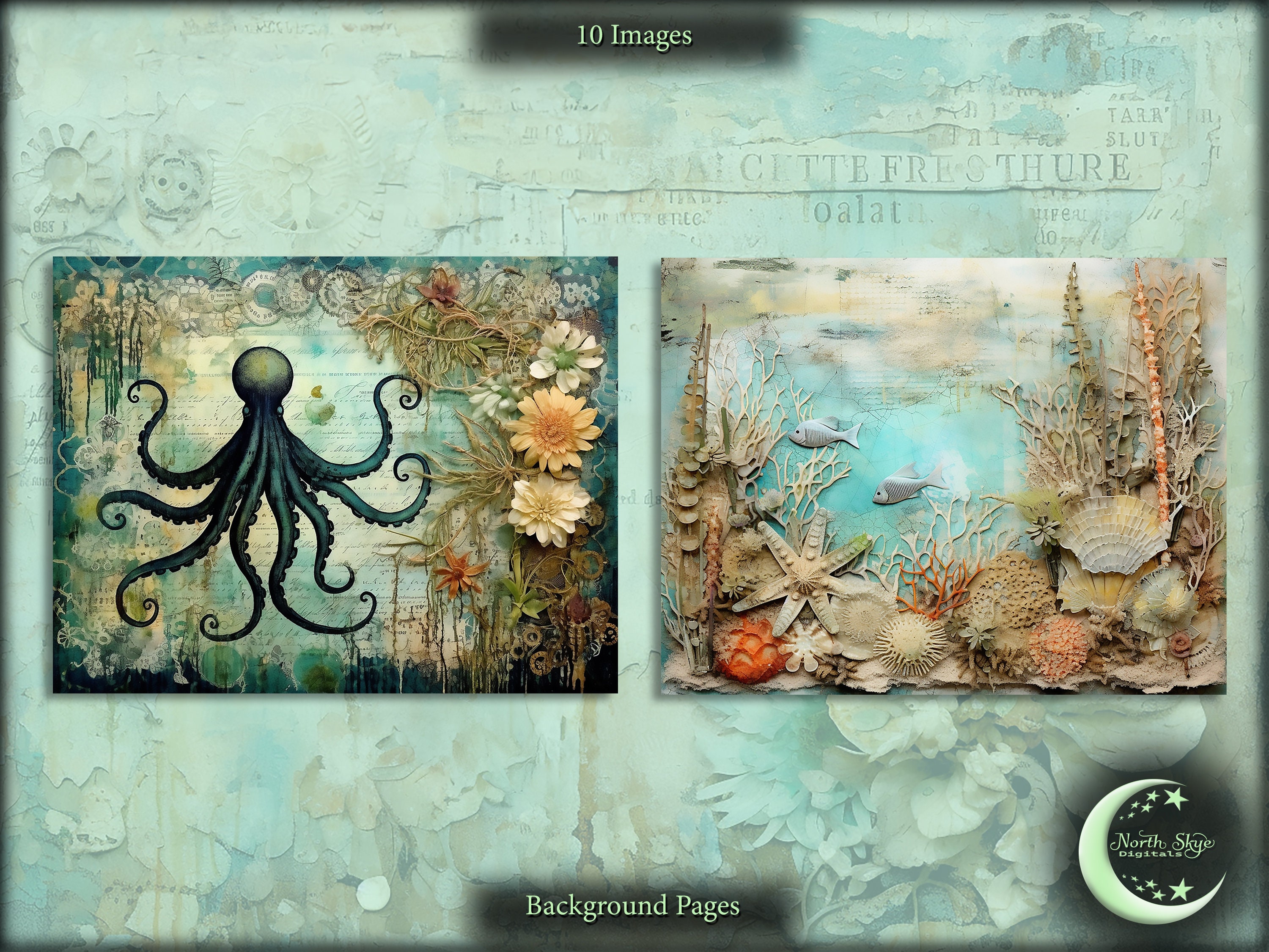 Under the Sea, Digital Junk Journal, Image Pack, Digital Paper ...