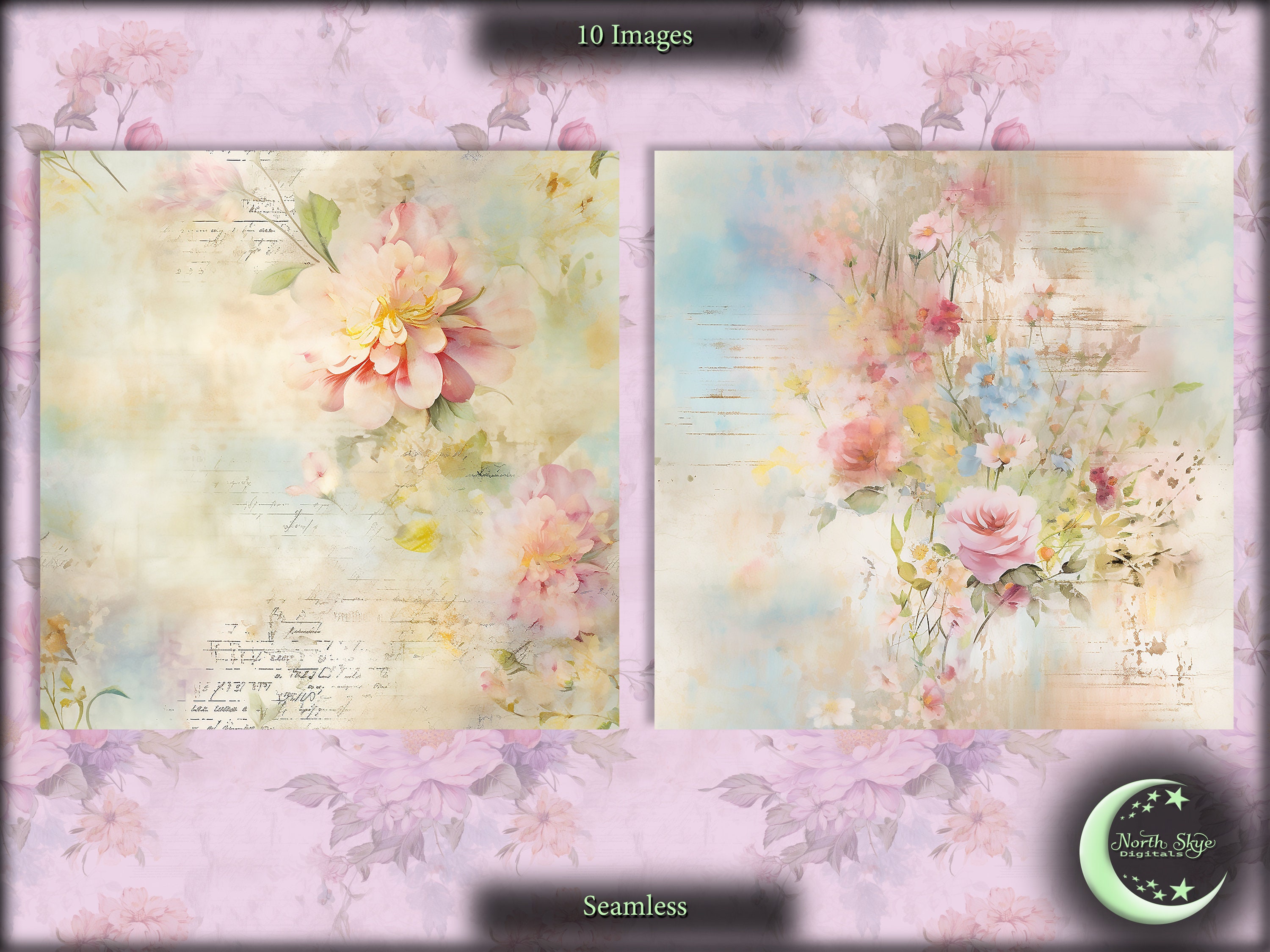 Pastel Flowers Digital Paper, Seamless Pattern, Instant Download ...