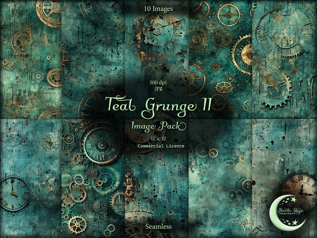 Teal Grunge Digital Paper, Seamless Pattern, Instant Download, Grungy ...