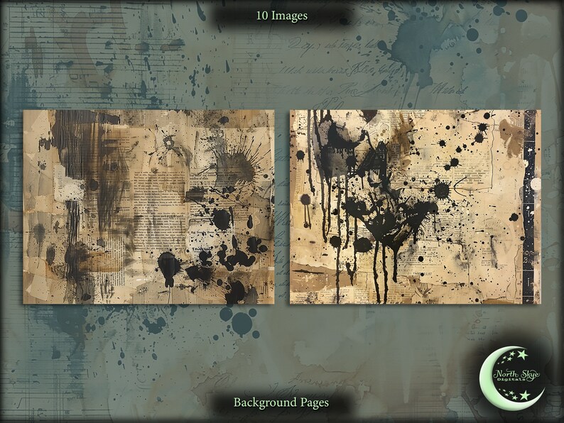 Vintage Ink, Digital Junk Journal, Image Pack, Digital Paper, Instant ...