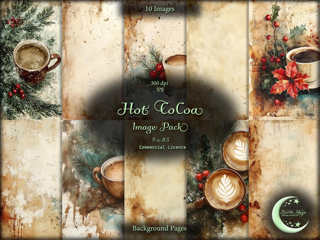 Hot Cocoa, Digital Junk Journal, Image Pack, Digital Paper, Instant ...