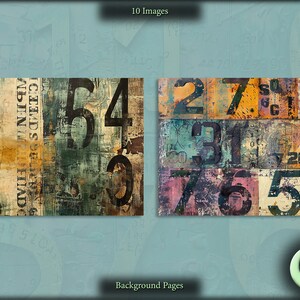 Faded Numbers 1, Digital Junk Journal, Image Pack, Digital Paper ...