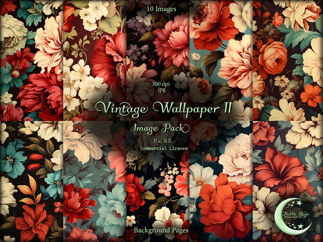 Vintage Wallpaper 2, Digital Paper, Vintage Paper, Instant Download ...