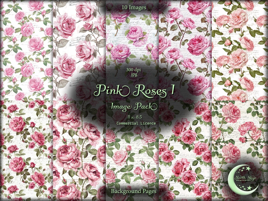 Pink Roses 1, Digital Junk Journal, Image Pack, Digital Paper, Instant ...