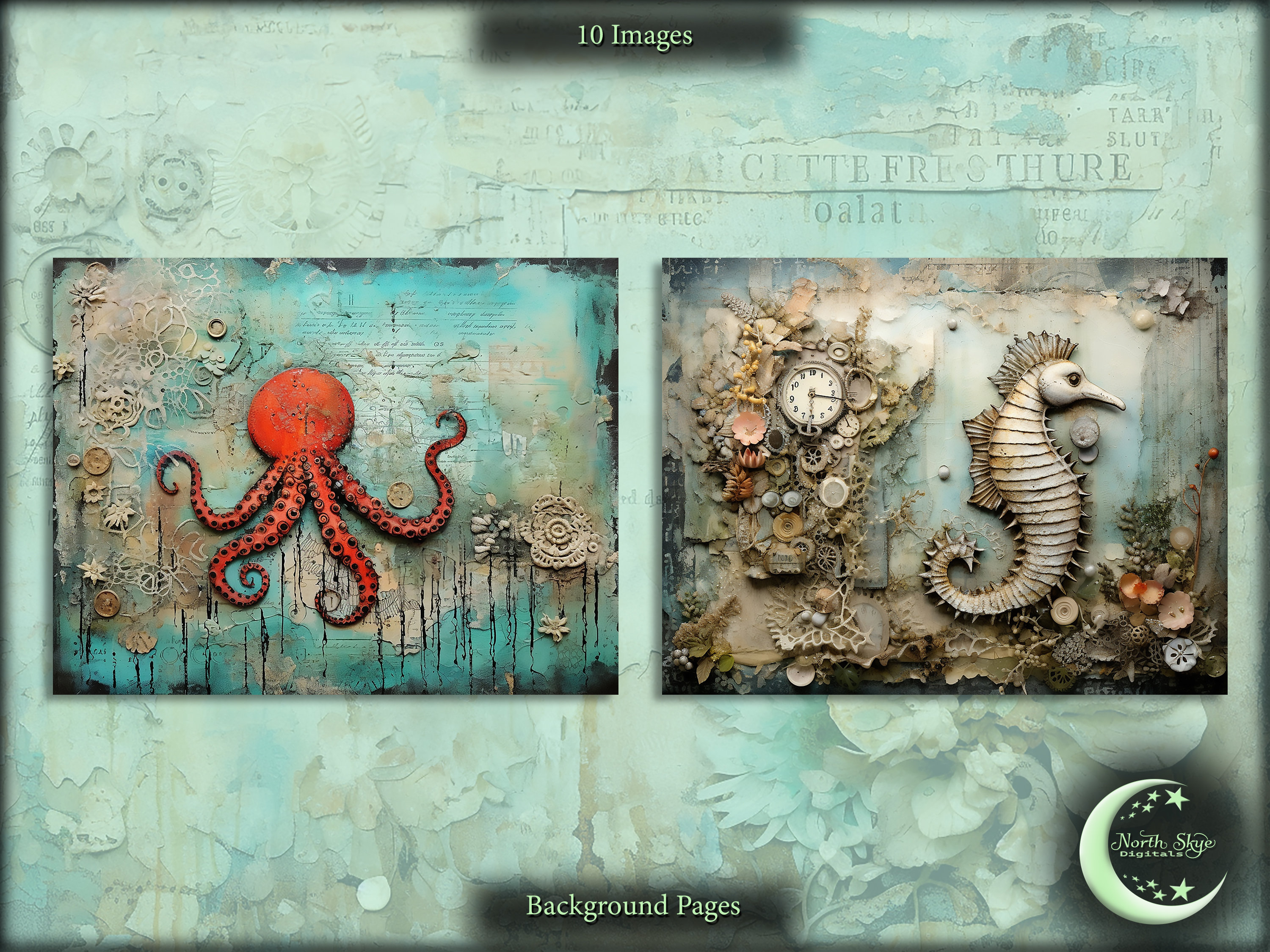 Under the Sea, Digital Junk Journal, Image Pack, Digital Paper ...