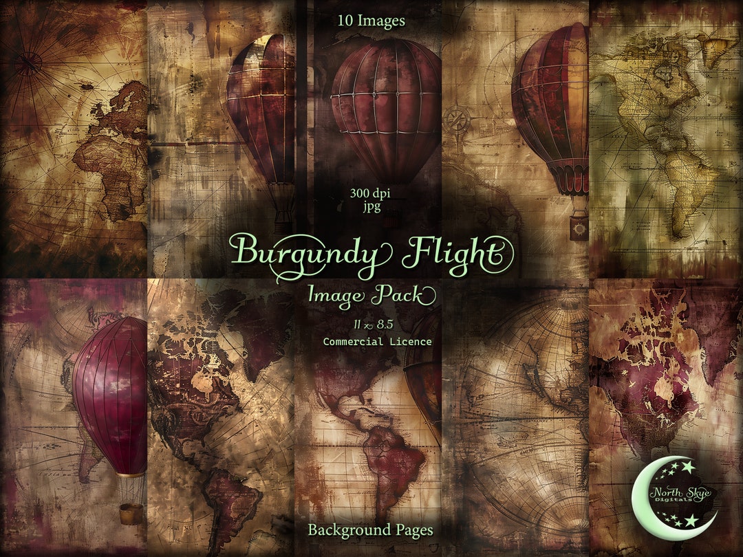 Burgundy Flight, Digital Junk Journal, Steampunk Junk Journal, Image ...