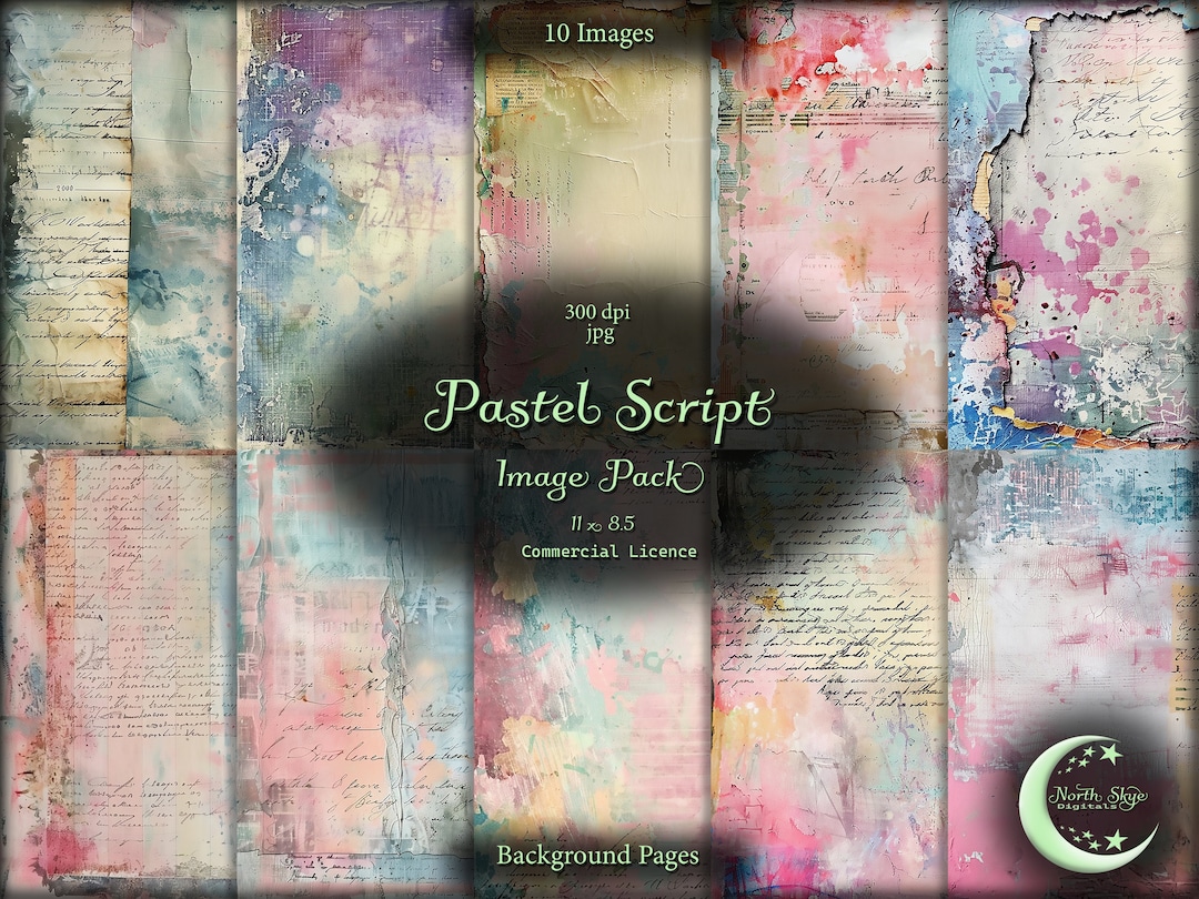 Pastel Script, Digital Junk Journal, Image Pack, Digital Paper, Instant ...