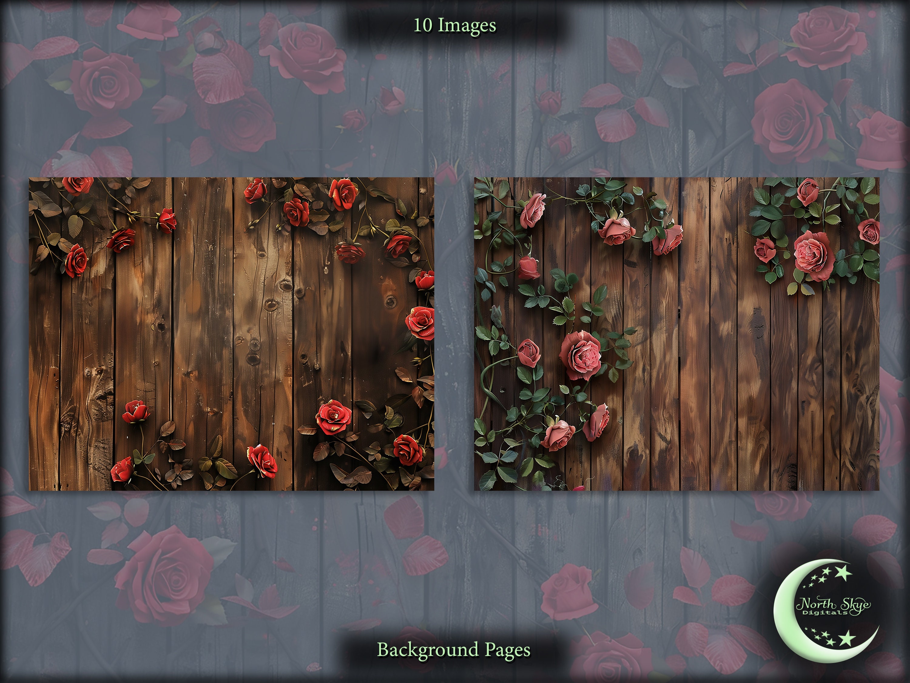 Rustic Roses, Digital Junk Journal, Image Pack, Digital Paper, Instant ...