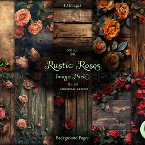 Rustic Roses, Digital Junk Journal, Image Pack, Digital Paper, Instant ...