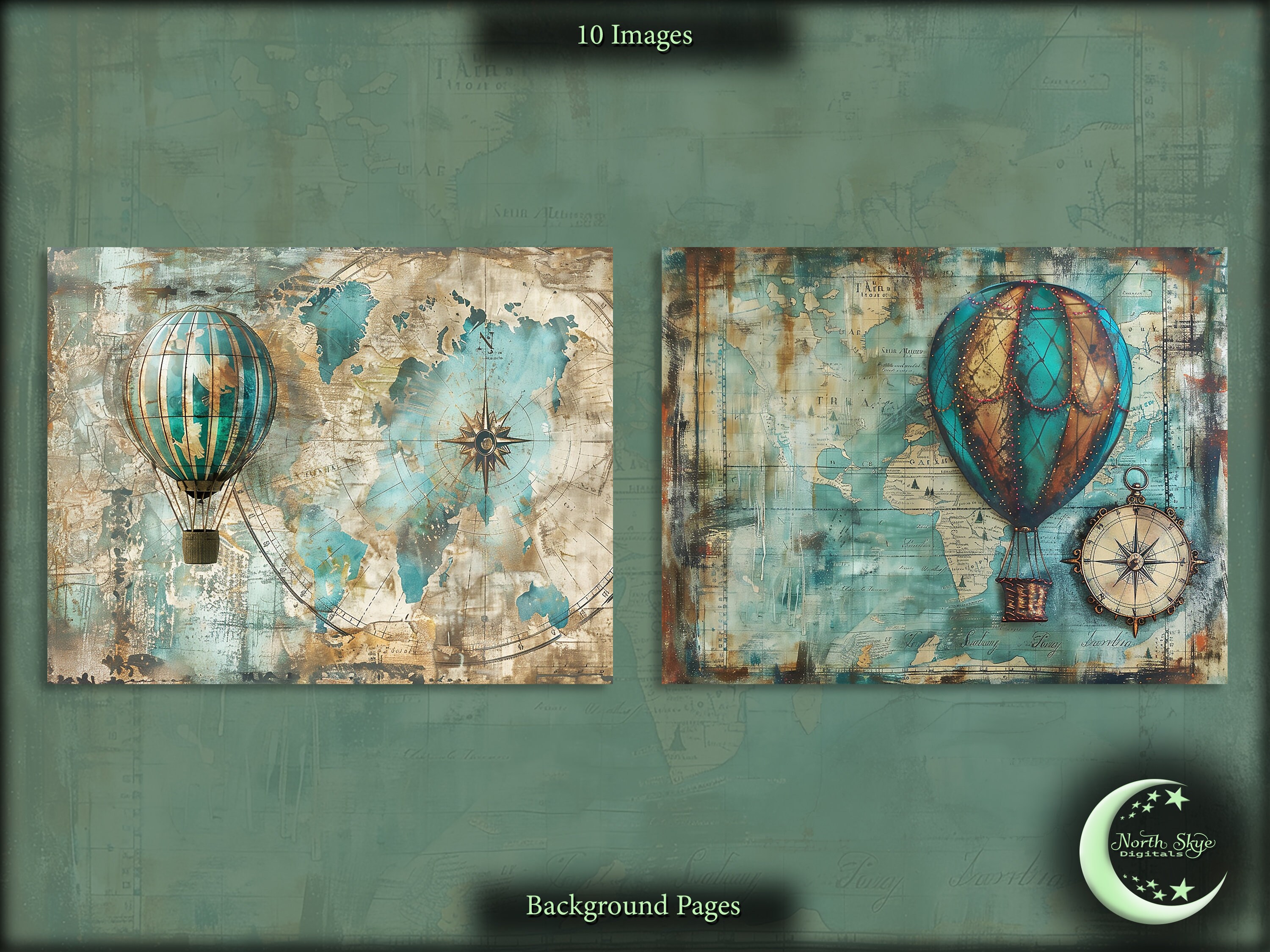 Teal Flight 1, Digital Junk Journal, Steampunk Junk Journal, Image Pack ...