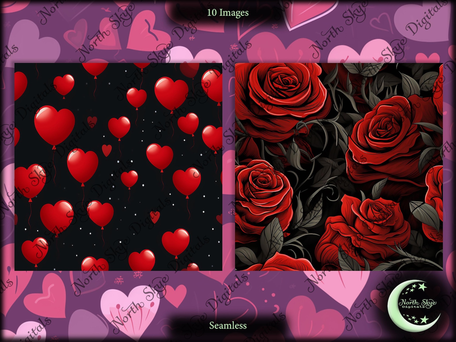 Red and Black Valentines Day Images, Digital Paper, Seamless Pattern ...