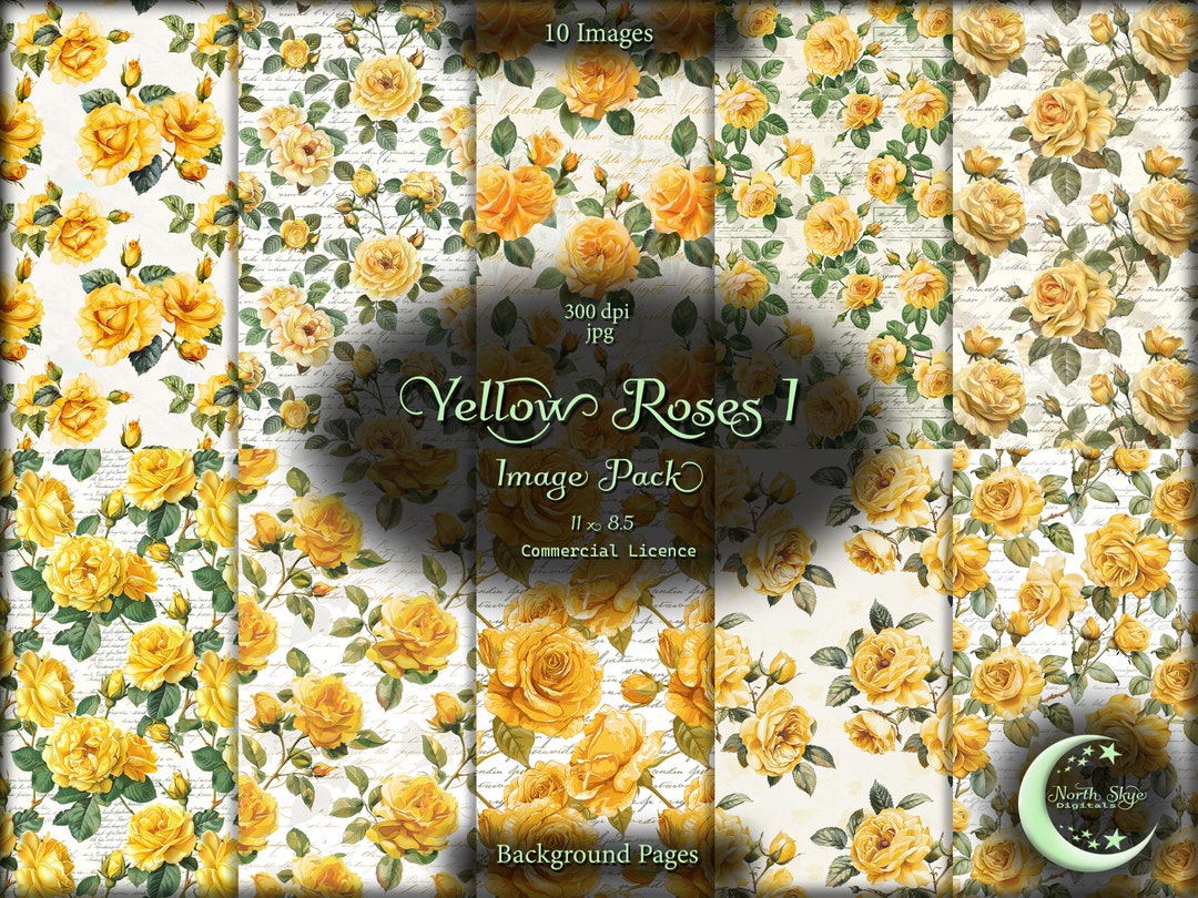 Yellow Roses 1, Digital Junk Journal, Image Pack, Digital Paper ...