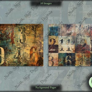 Faded Numbers 2, Digital Junk Journal, Image Pack, Digital Paper ...