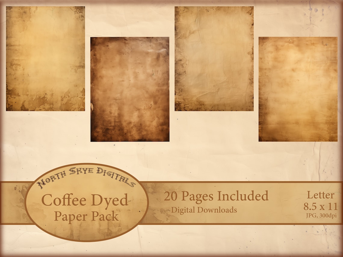 20 Coffee Dyed Digital Paper Pack, 8.5 X 11, 300 Dpi, JPG, Tea Dyed ...