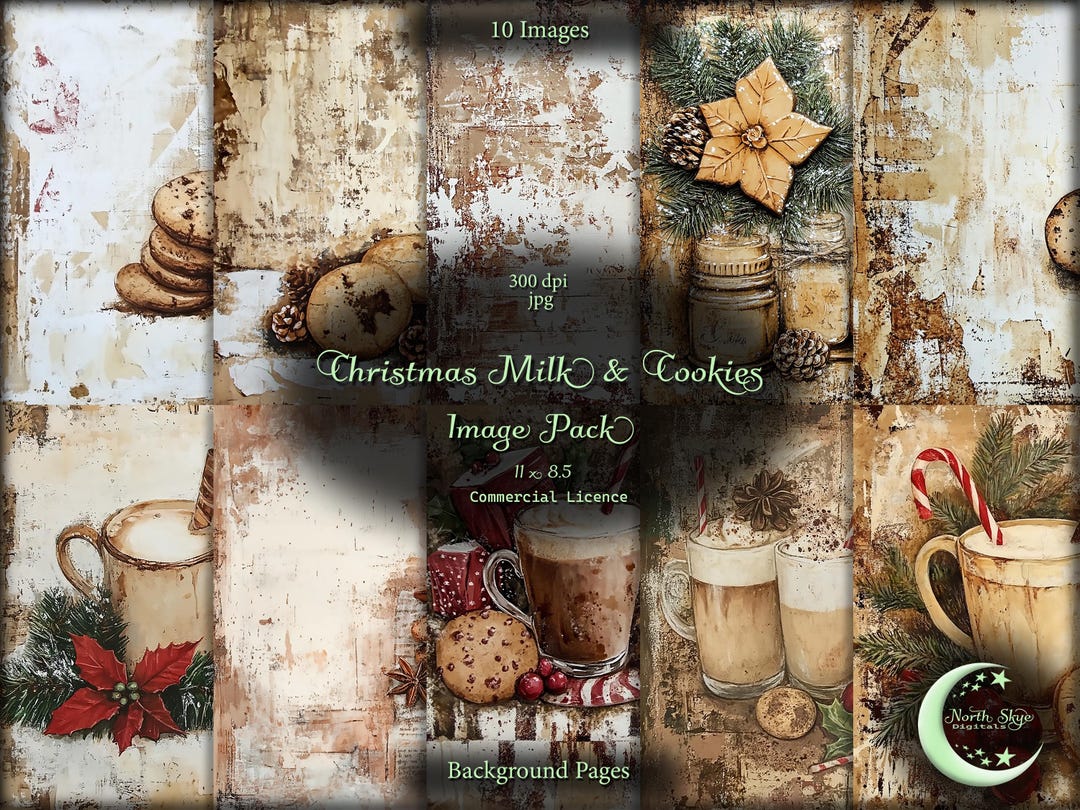 Christmas Milk & Cookies, Digital Junk Journal, Image Pack, Digital ...