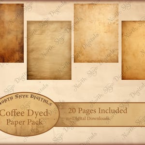20 Coffee Dyed Digital Paper Pack, 8.5 X 11, 300 Dpi, JPG, Tea Dyed ...