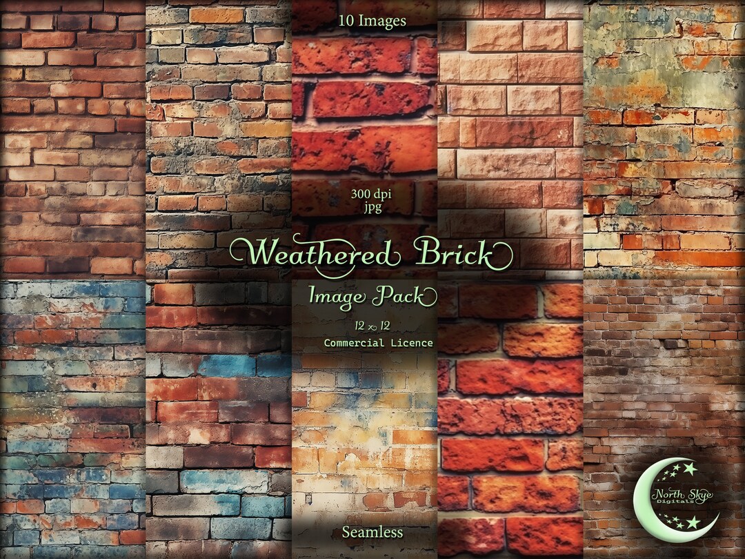 Weathered Brick Digital Paper, Seamless Pattern, Instant Download ...