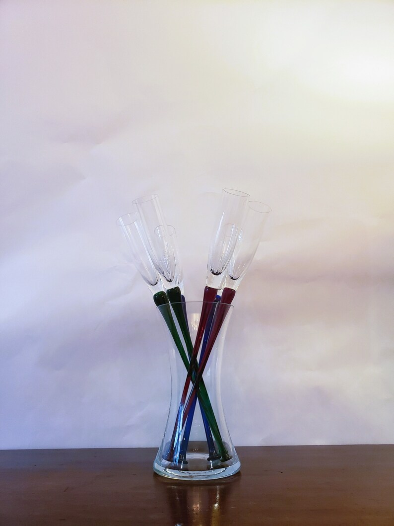 SET 6 GOBLETS With Stem on Vase Hand Made in Venice - Etsy