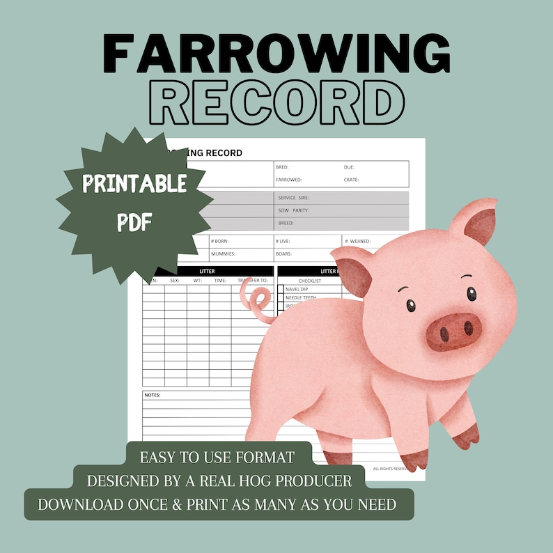 Farrowing Record Sheet - Etsy