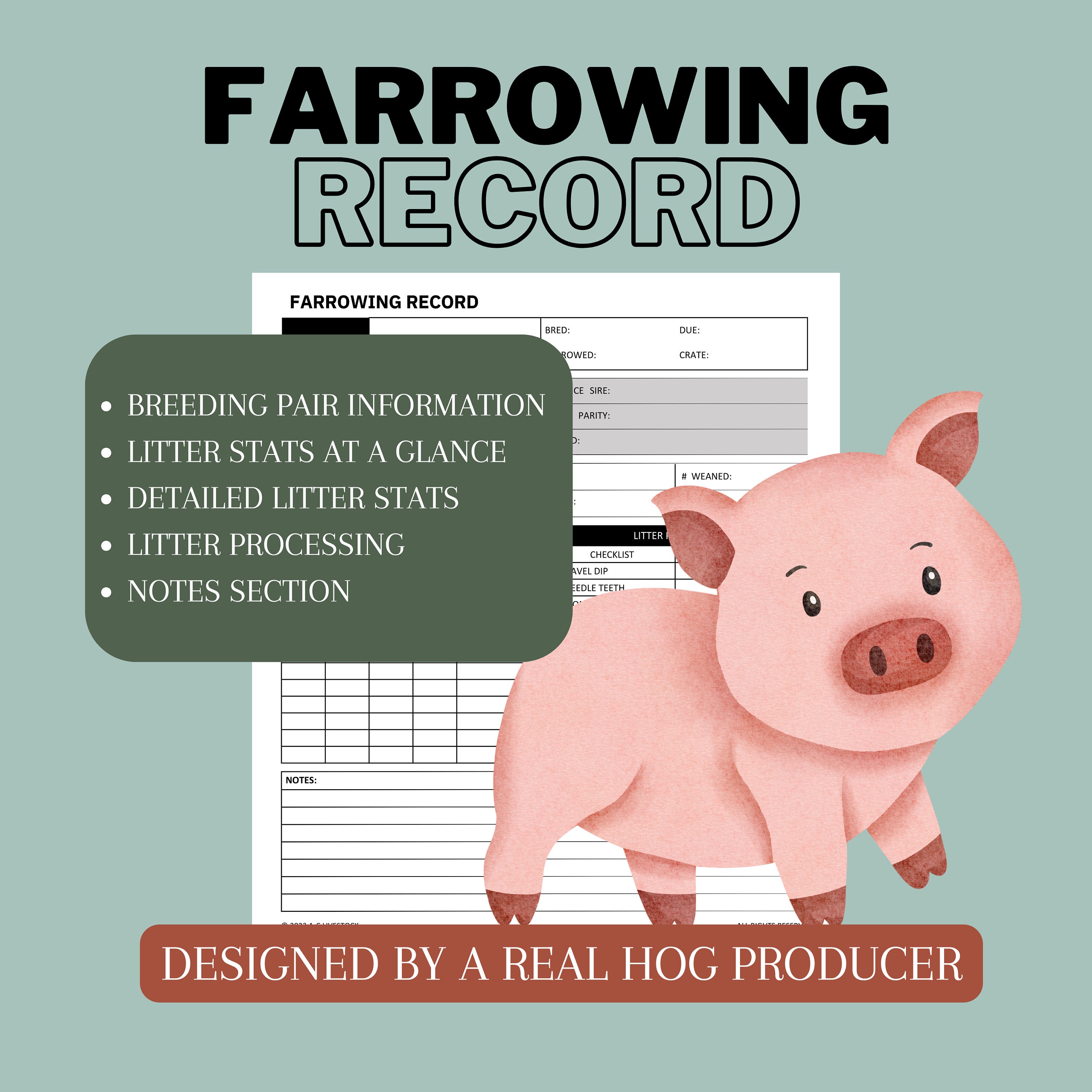 Farrowing Record Sheet - Etsy