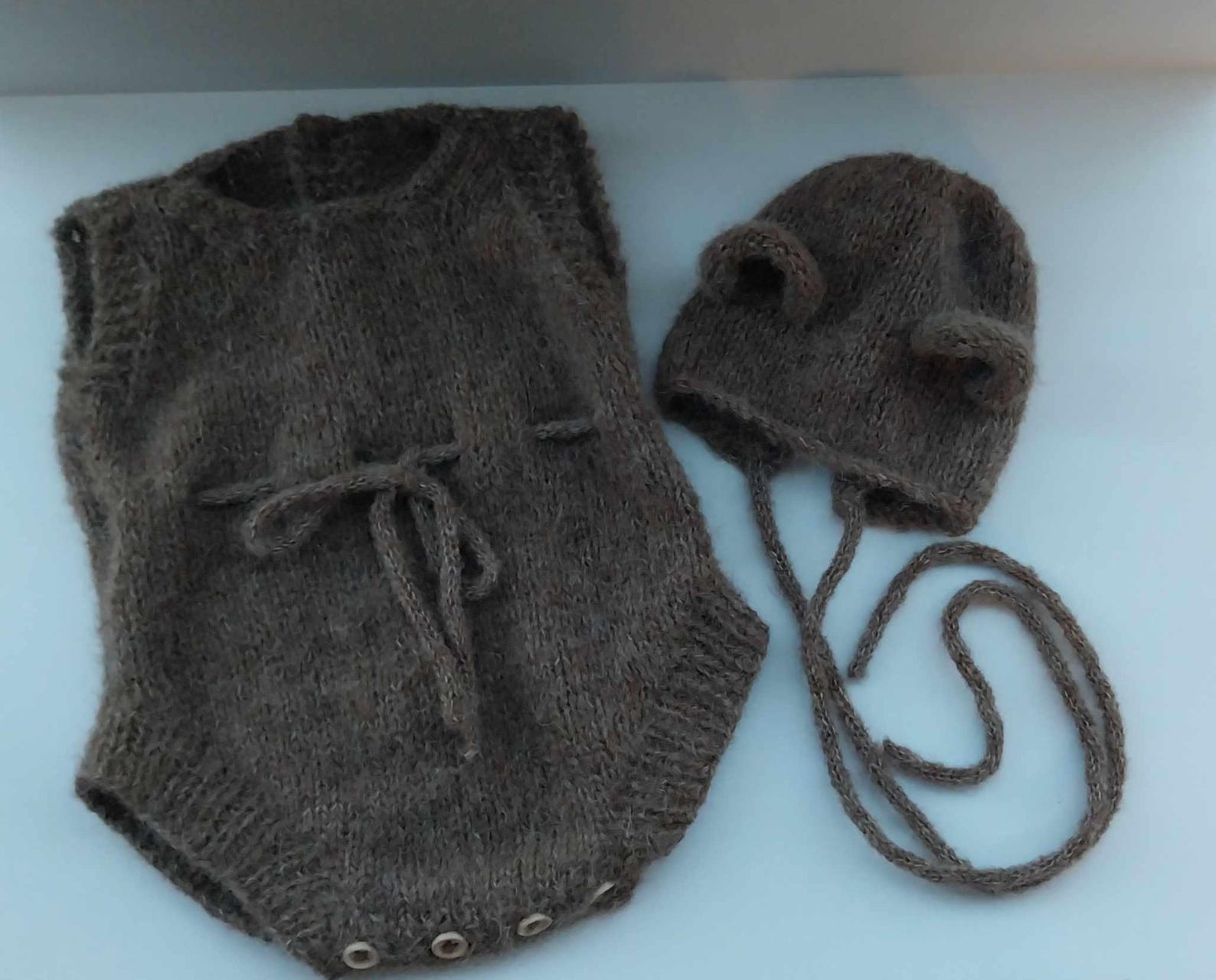 Instant Download PDF Knitting Pattern 12 Months Teddy Romper and Bonnet ...