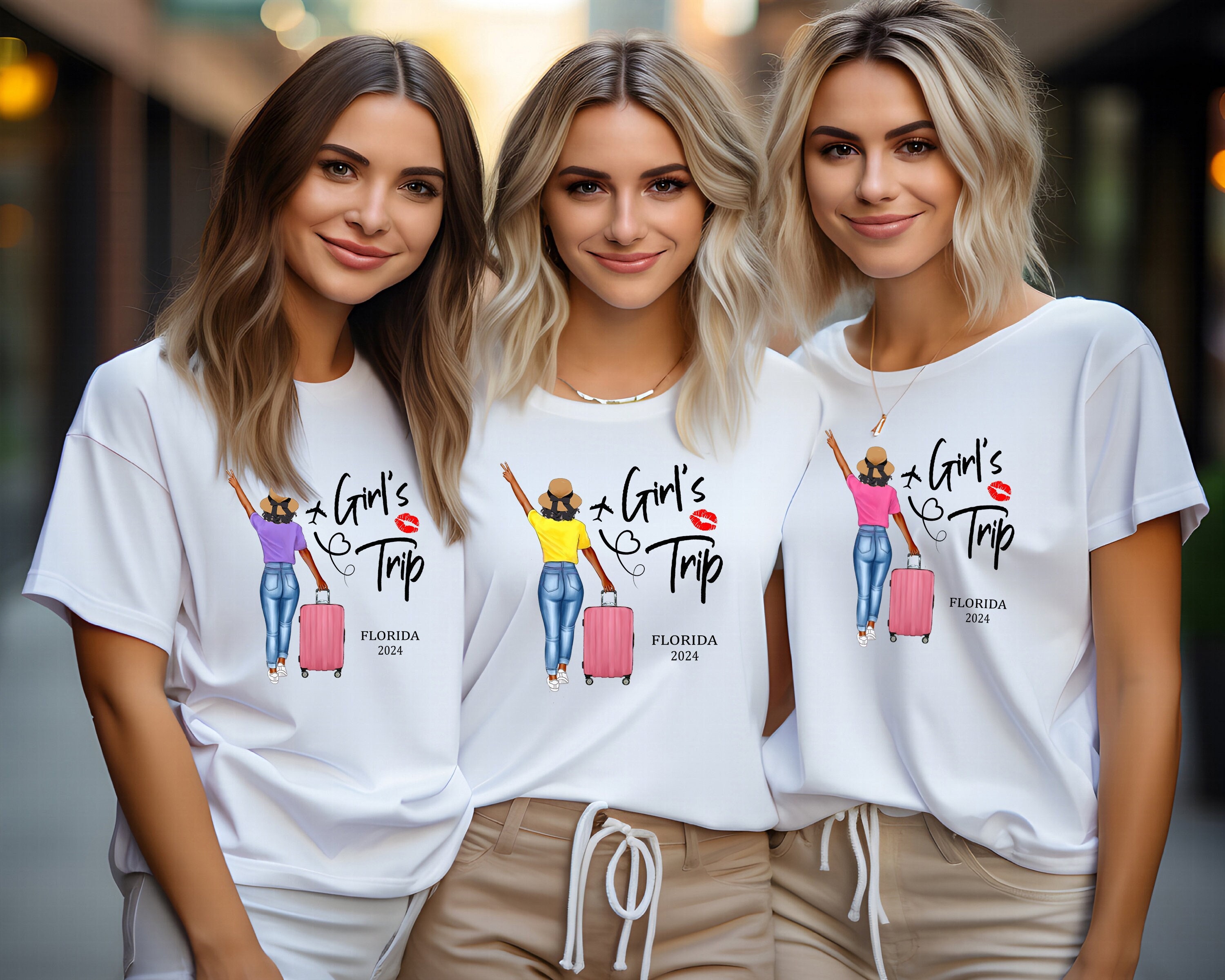 Custom Location Girls Trip Shirt: Personalized Destination Woman Travel ...
