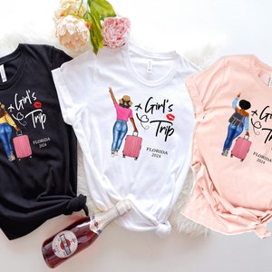 Custom Location Girls Trip Shirt: Personalized Destination Woman Travel ...