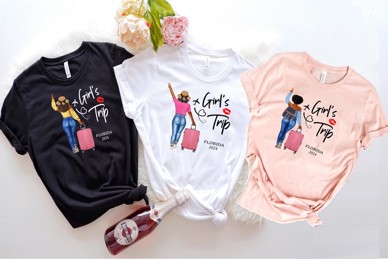 Custom Location Girls Trip Shirt: Personalized Destination Woman Travel ...