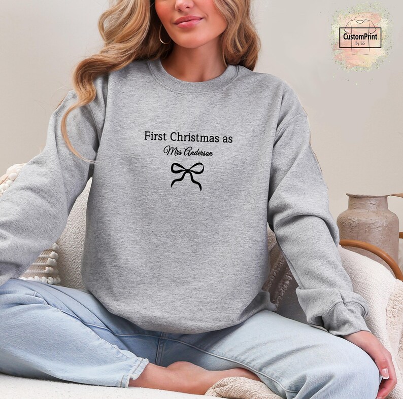 First Christmas as a Mrs Custom Shirt, Cozy Coquette Crewneck ...
