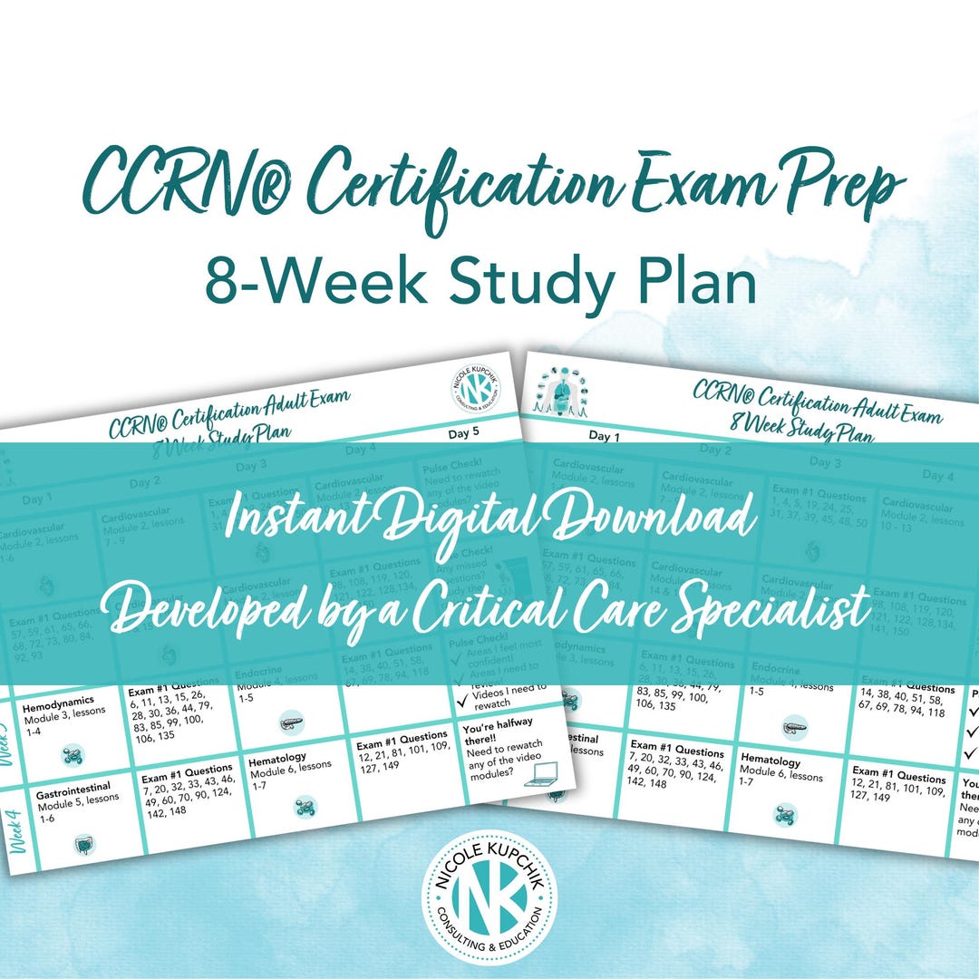 CCRN® 8-week Study Calendar & Planner | Exam Prep for the AACN Critical ...