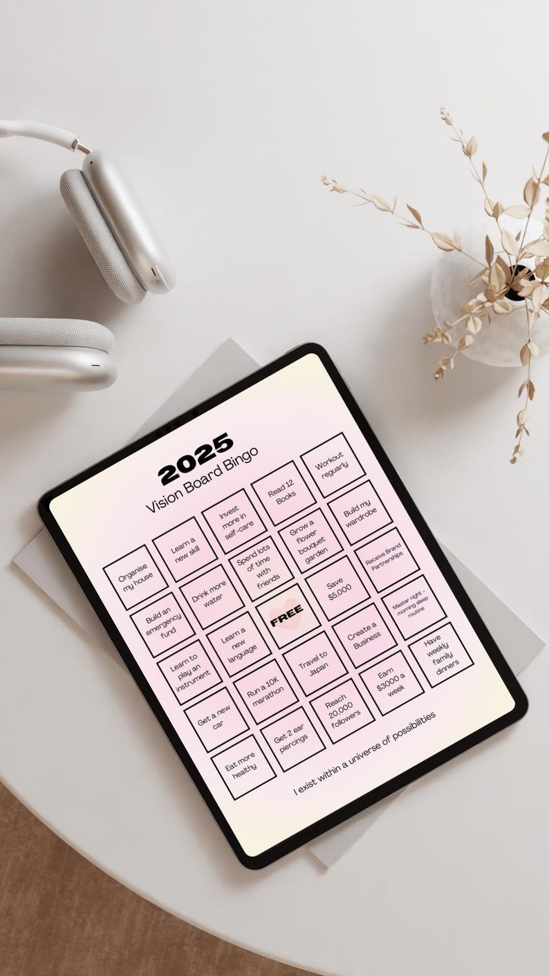 Vision Board Bingo 2025 Printable Digital Template Manifestation Tool ...