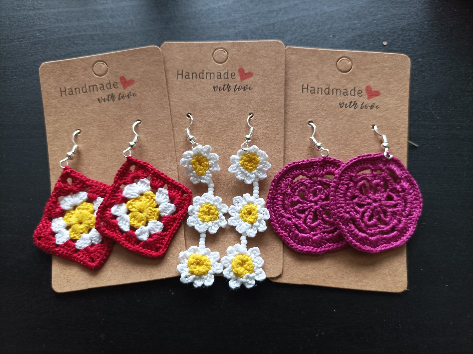 Handmade Micro Mini Crochet Earrings Granny Square Daisy Boho Beads - Etsy