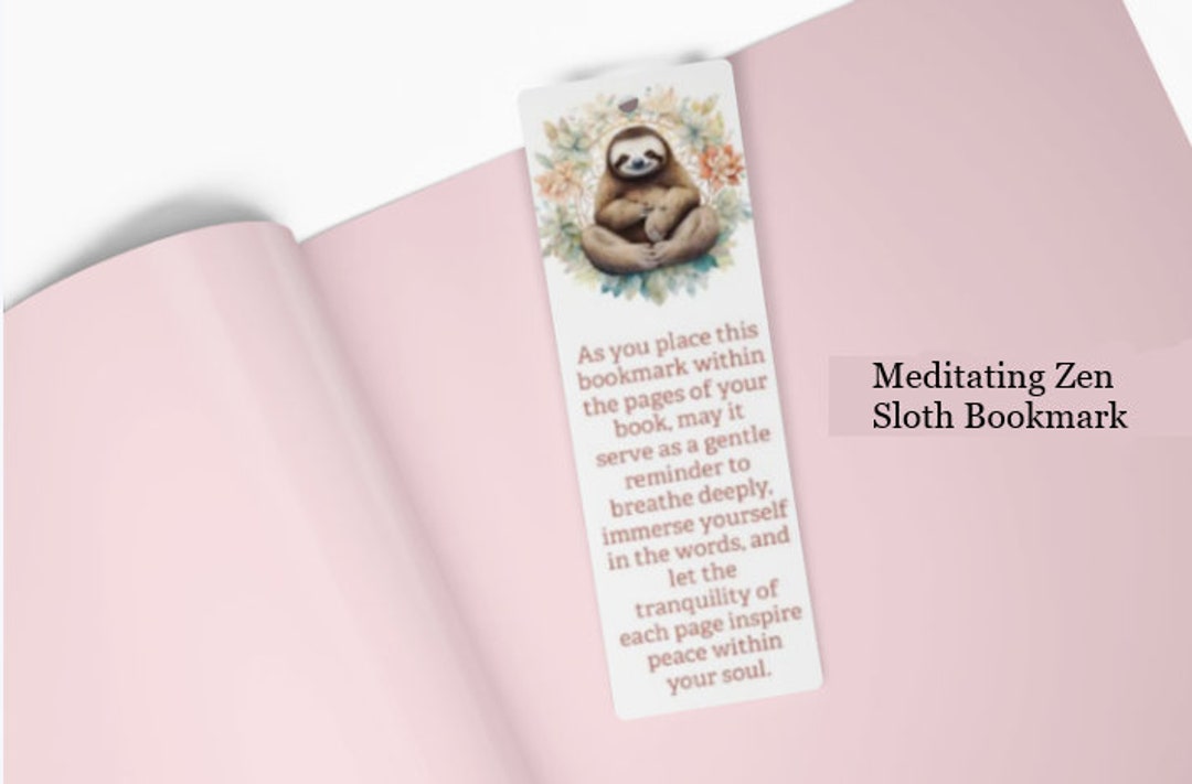 Meditating Zen Sloth Bookmark 5 Pack Bookmarks Spiritual Bookmarks Book ...