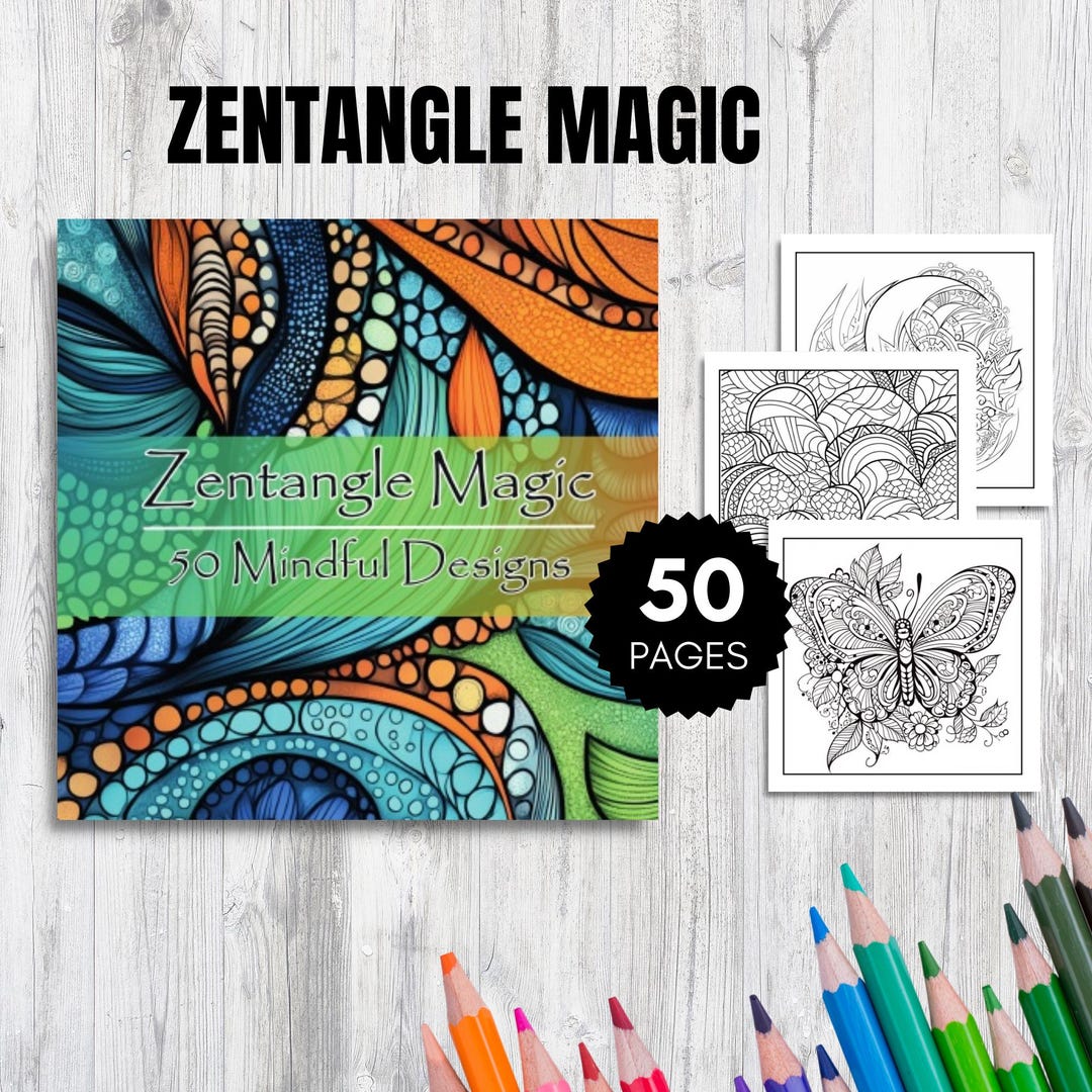 Zentangle Magic 50 Mindful Designs | Spiral Bound | Adult Coloring ...