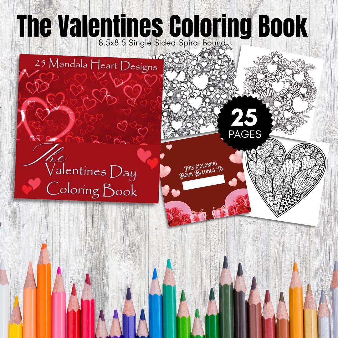 The Valentines Day Coloring Book | Heart Mandalas | Adult Coloring ...