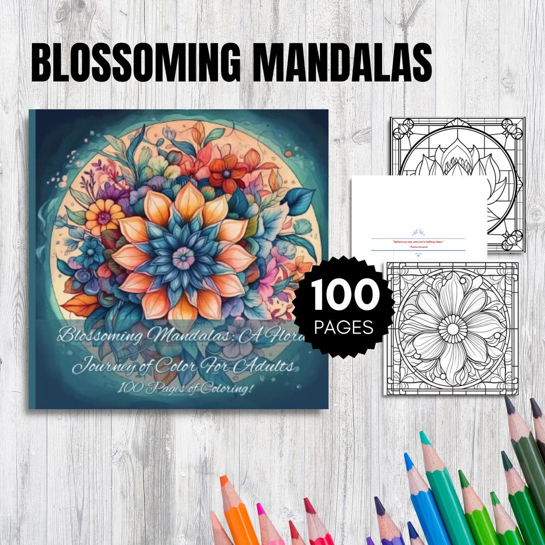 Blossoming Mandalas: A Floral Journey of Color for Adults (spiral Bind)| Mandala Coloring Books ...