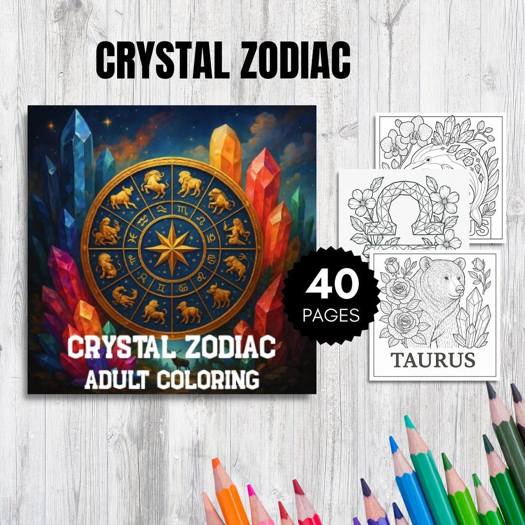Crystal Zodiac Coloring Book for Adults (spiral Bound) Zen Coloring ...