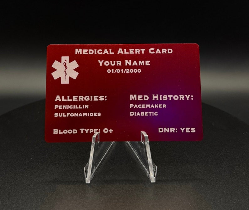 Medical Alert Metal Card - Etsy