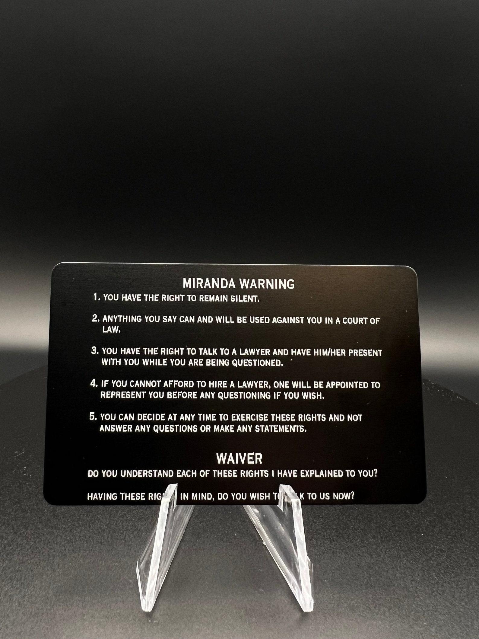 Miranda Warning Metal Card - Etsy