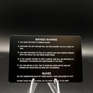 Miranda Warning Metal Card - Etsy