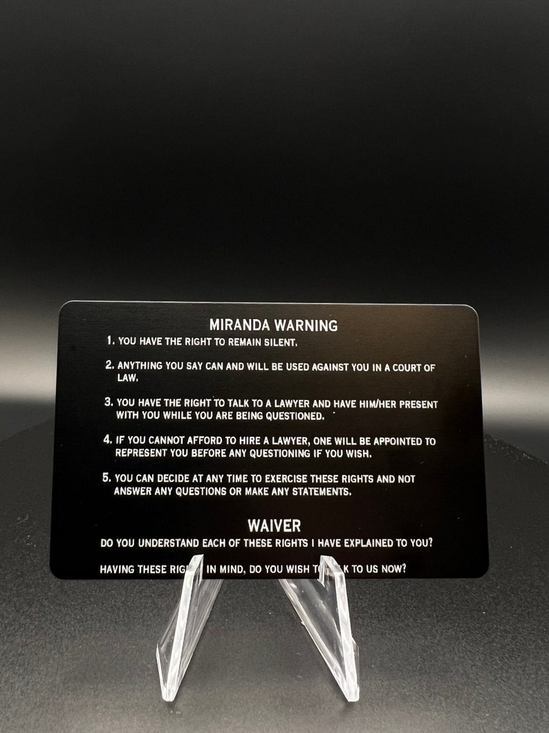 Miranda Warning Metal Card - Etsy