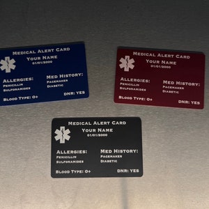 Medical Alert Metal Card - Etsy