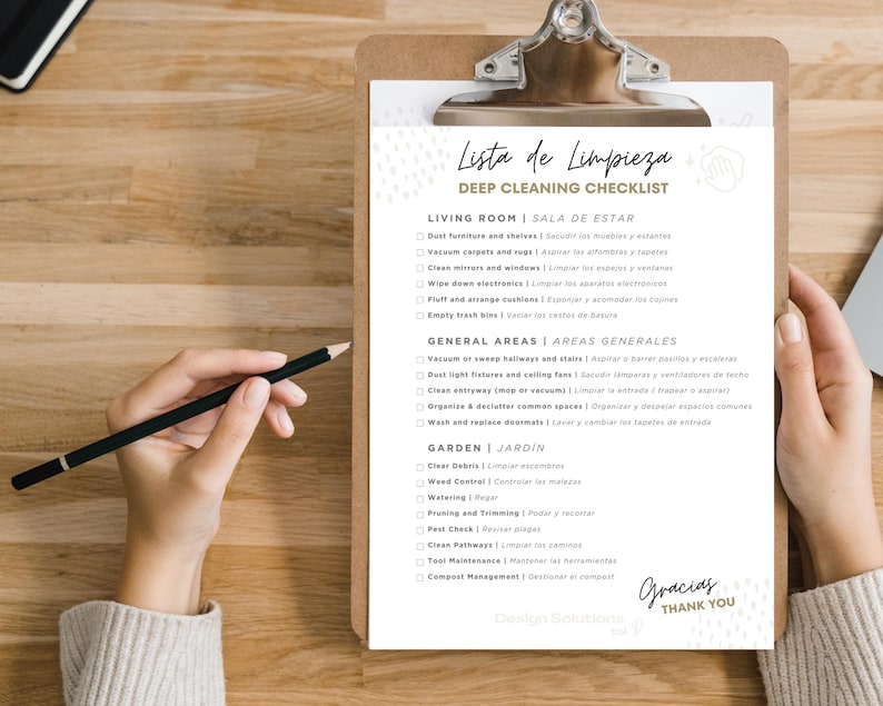 Deep Cleaning Checklist Schedule Spanish English Plus Basic Cleaning ...