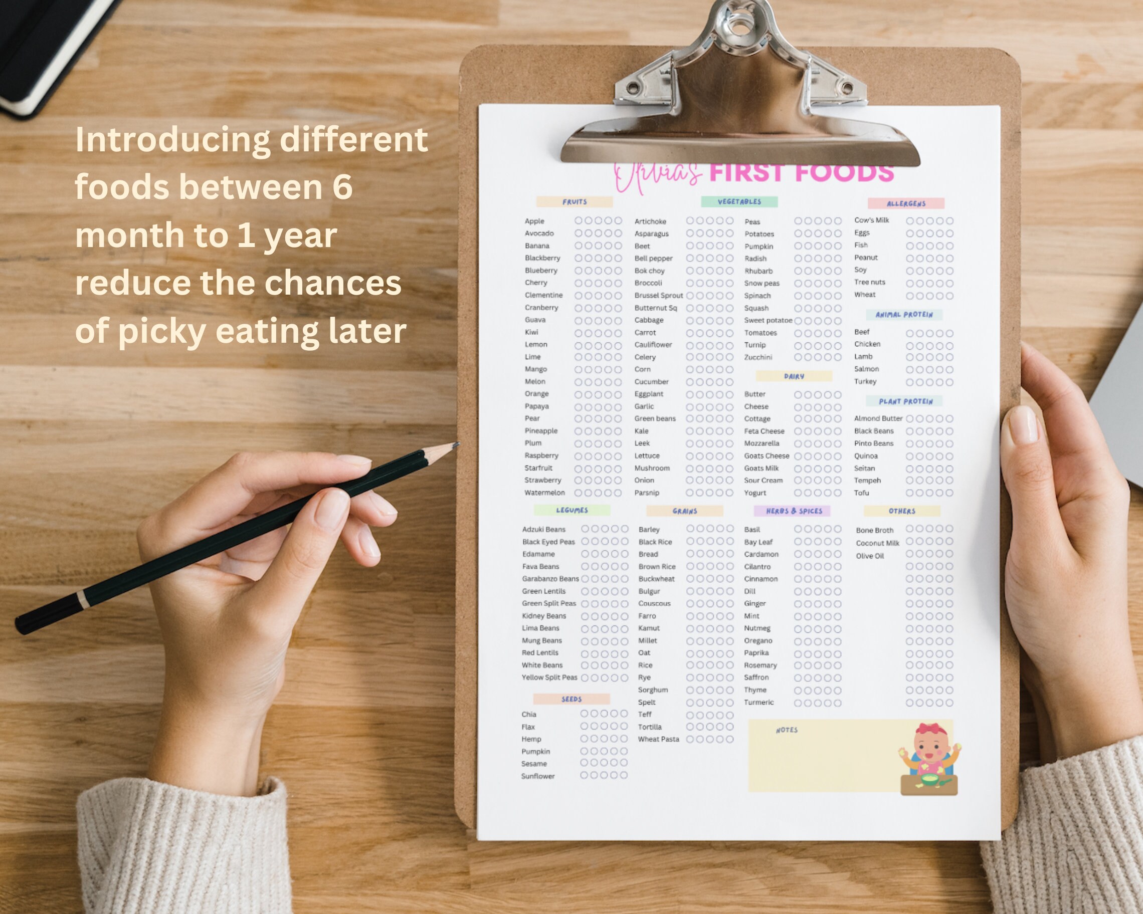 Personalized Baby's First Foods Checklist, Baby Food Diary, Baby Food ...