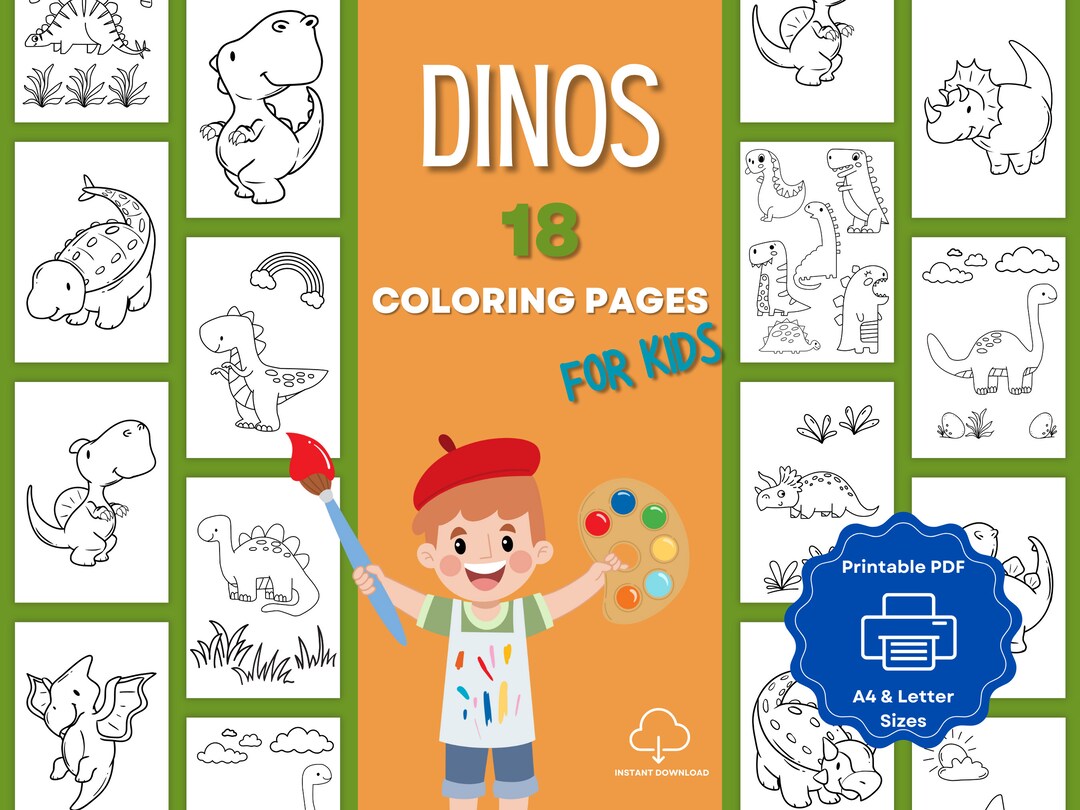 Dinosaurs 18 Coloring Sheets, Dinos Coloring Pages, Dinosaurs Playful ...