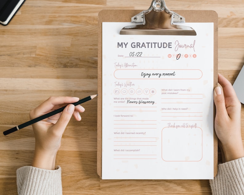 Daily Gratitude Journal Printable, 3 Pages of Self-care Bliss, Instant ...