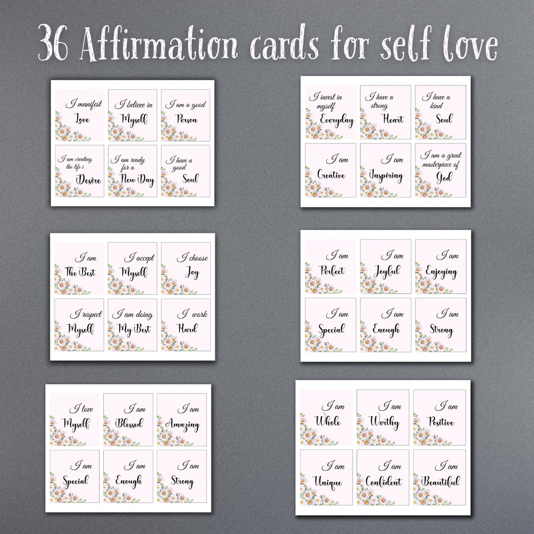 36 Affirmation Cards for Self Love, Mindfulness Affirmations Deck ...