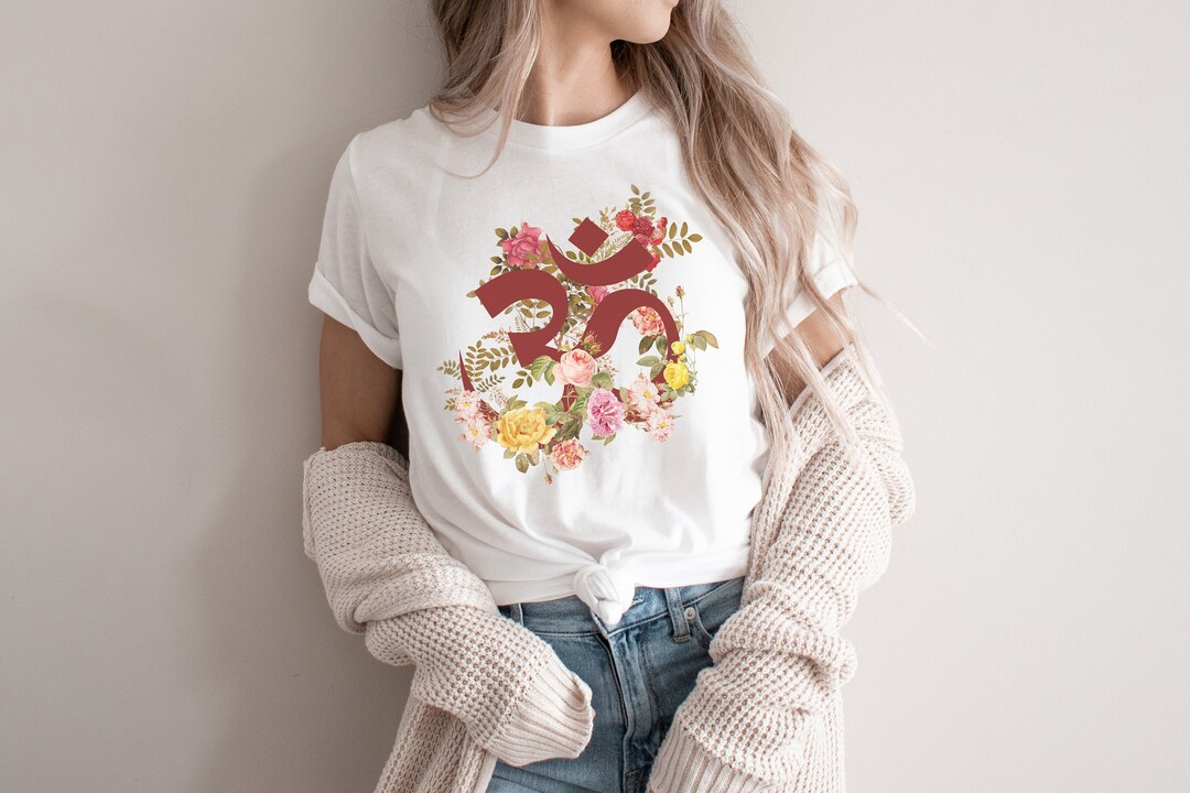 Om Floral Shirt, Spiritual Om Symbol Tee, Boho Style Flower Shirt ...